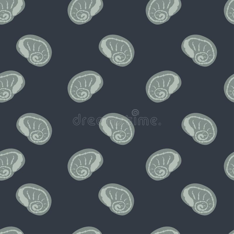 Blue Marine Shells Seamless Pattern Retro Style Flat Design Stock ...