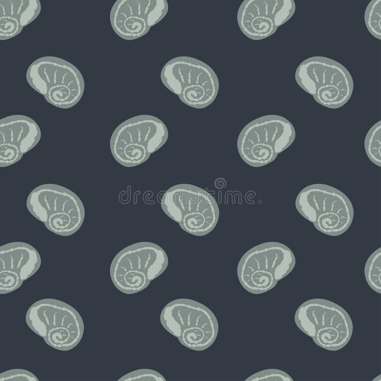 Blue Marine Shells Seamless Pattern Retro Style Flat Design Stock ...