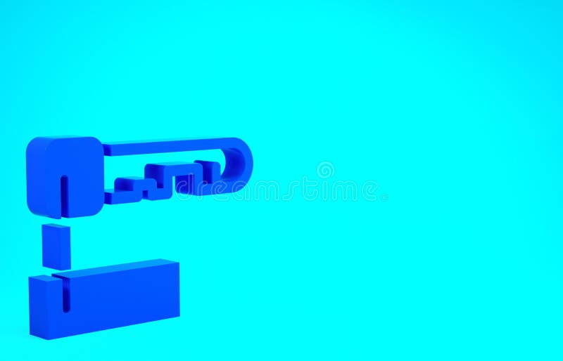 Blue Marked Key Icon Isolated on Blue Background. Minimalism Concept ...