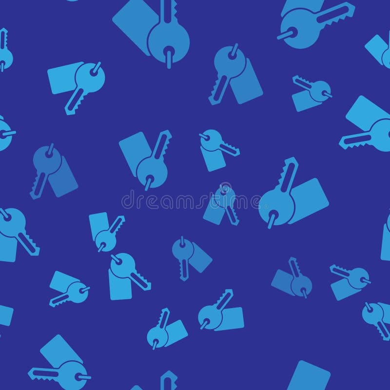 Blue Marked Key Icon Isolated Seamless Pattern on Blue Background ...
