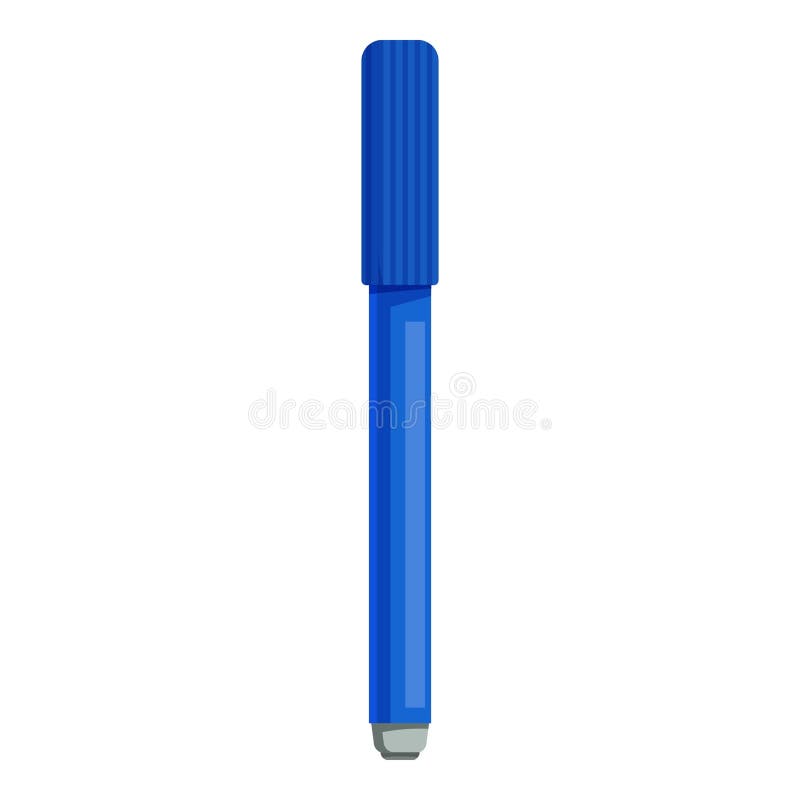 Blue Marker Pen Standing Up on White Background Stock Illustration ...