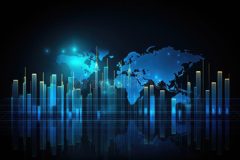 Blue Market Graph Light Globe Stock Illustration - Illustration of ...