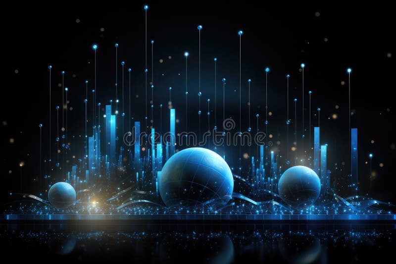 Blue Market Graph Light Globe Stock Illustration - Illustration of ...