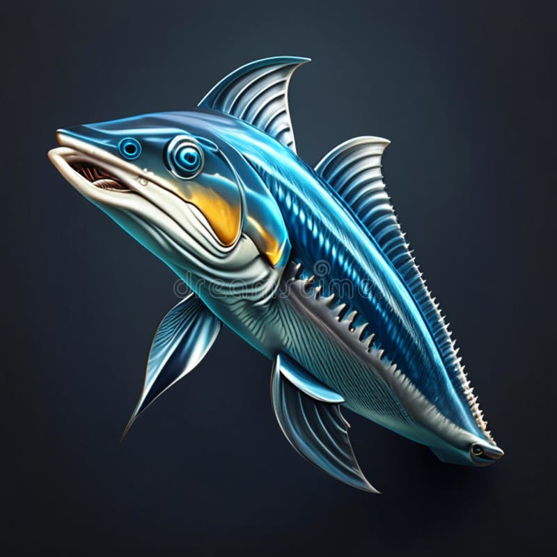 Blue Marlin Fish on Colorful Rainbow Background. Vector Illustration of ...