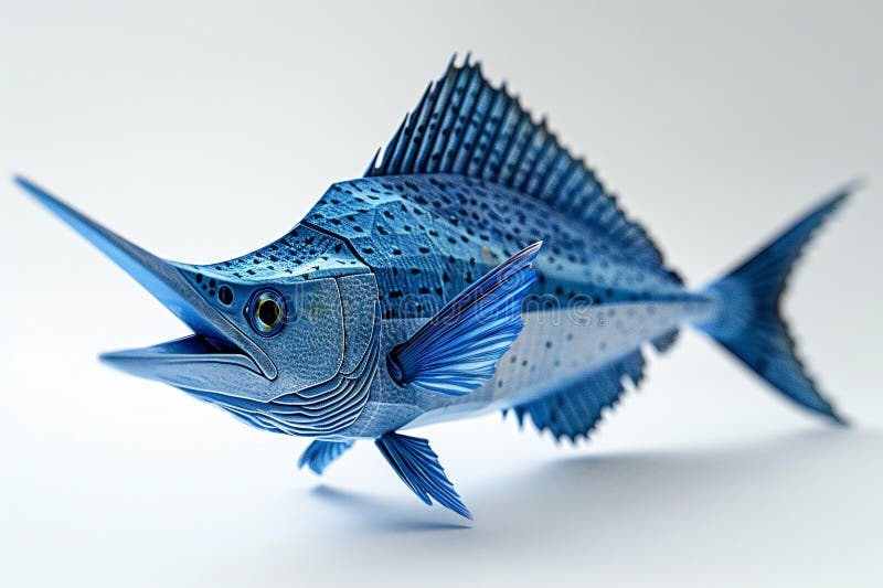 A Blue Marlin Fish Isolated on White Background, Hyper Realistic ...