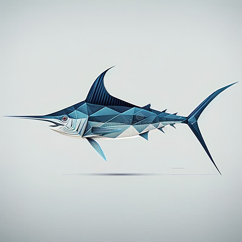 A Blue Marlin Fish with a White Back Ground and a White Back Ground ...