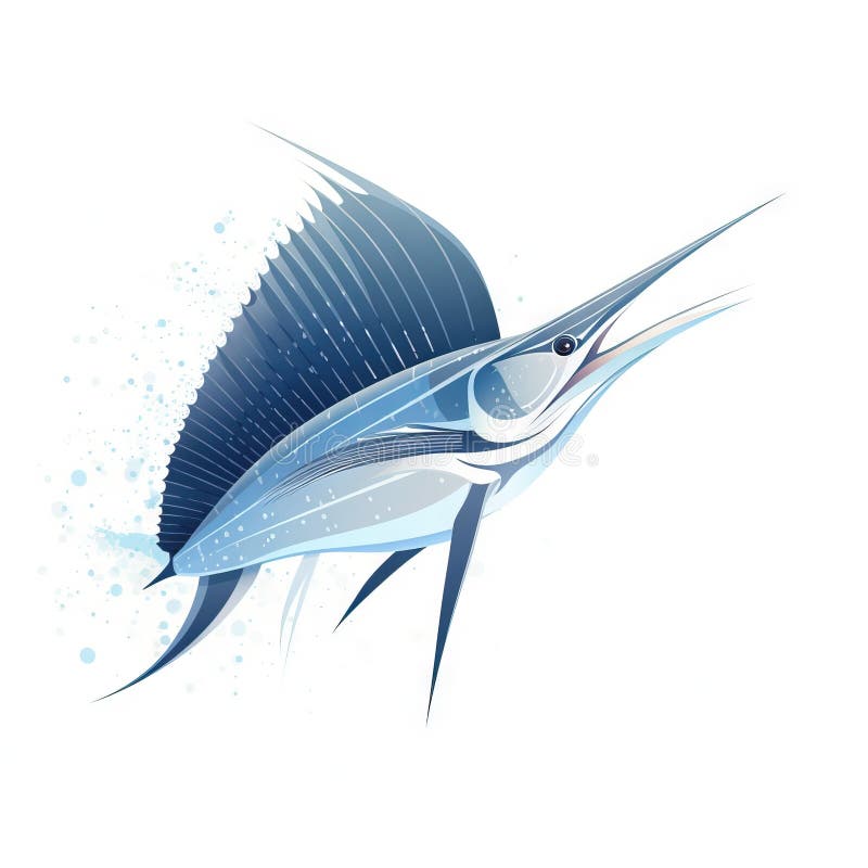 A Blue Marlin Fish with a White Back Ground and a White Back Ground ...