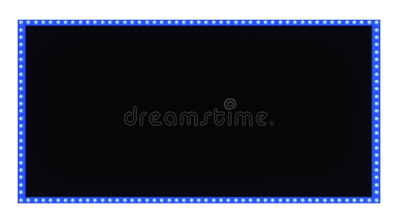 Blue Marquee Light Board Sign Retro On White Background. 3d Rendering ... Blue Marquee Light Board Sign Retro On White Background. 3d Rendering ...