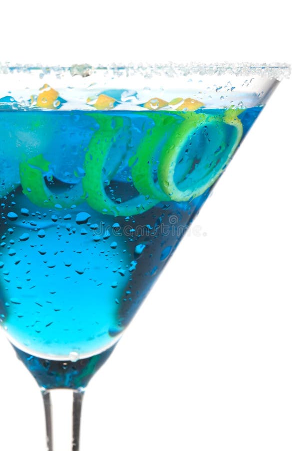 Blue Martini with Orange and Maraschino Stock Image - Image of water ...