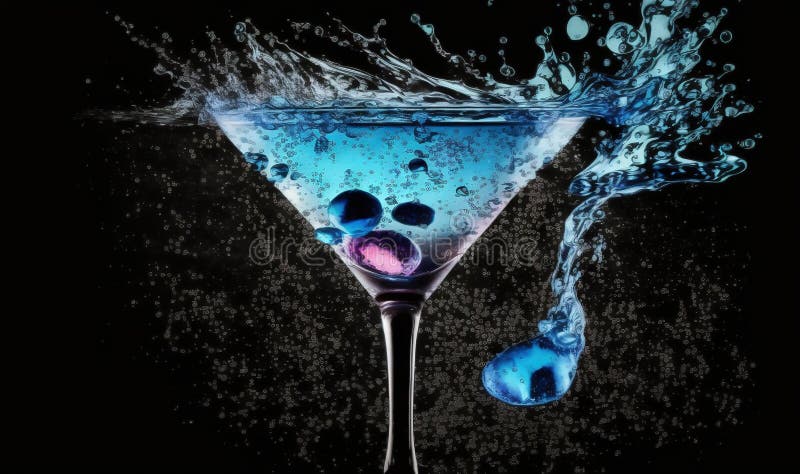 A Blue Martini with a Splash of Water on the Rim Stock Illustration ...