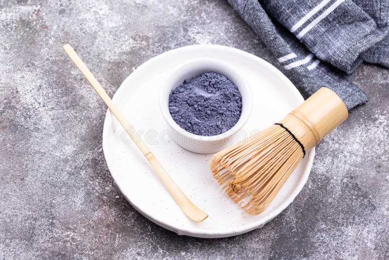 Blue Matcha Powder from Butterfly Pea Stock Image - Image of detox ...
