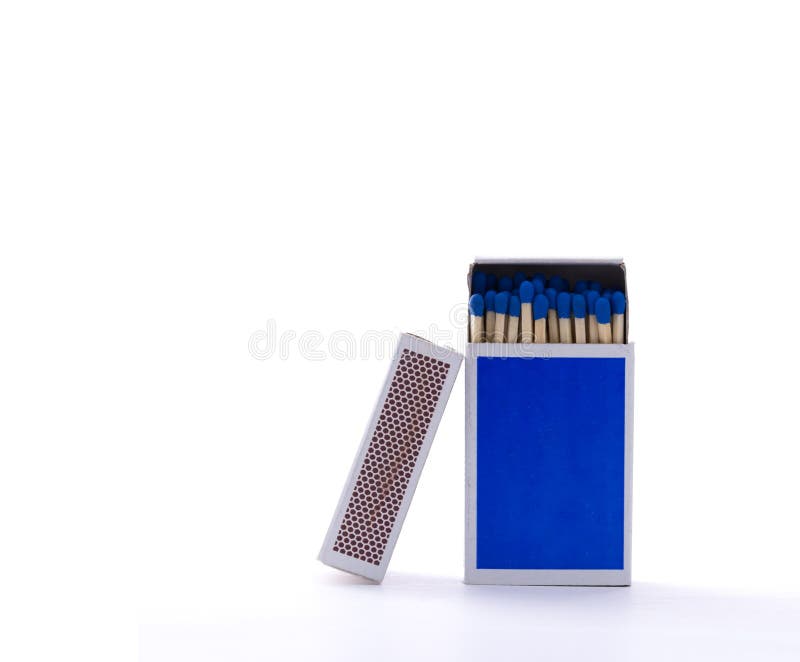 A Blue Matchbox and Blue Match Sticks on a Black Background Stock Image ...