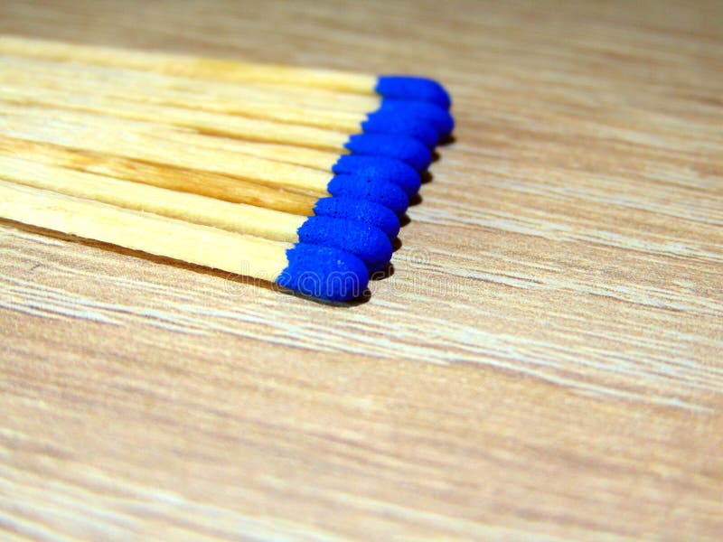 Blue Matches on a Wooden Background Stock Image - Image of close, fire ...