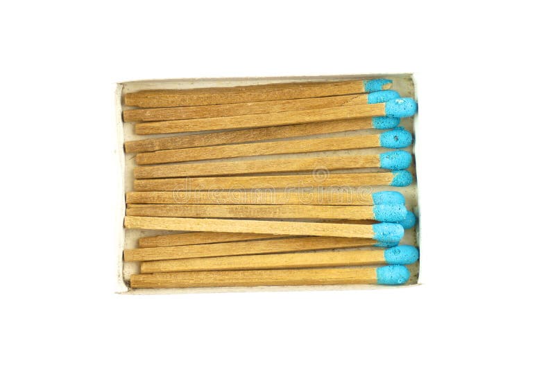 Blue Matchstick In Old Box Isolated Stock Photo - Image of wooden ...