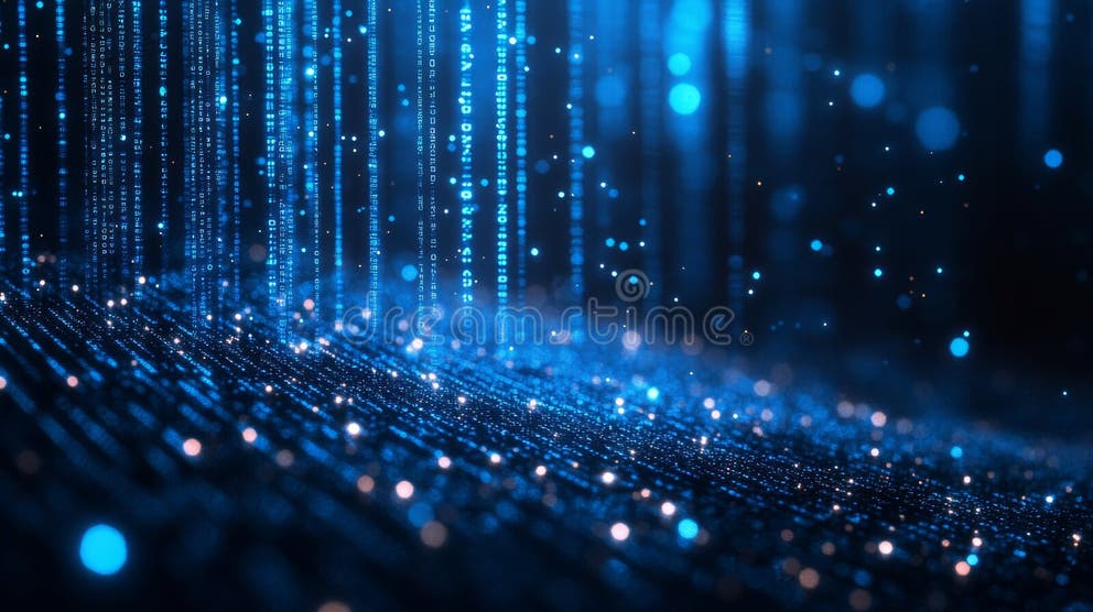 Blue Matrix Background. Abstract Digital Background with Falling Blue ...