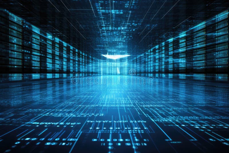 3D Rendering of Abstract Technology Background with Glowing Particles ...