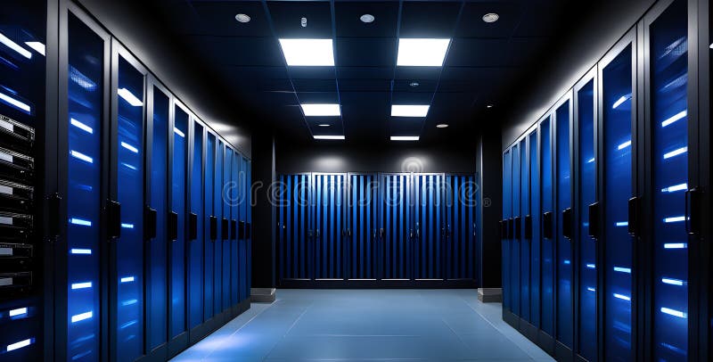 Blue Matrix: Data-center Server Rooms Bathed in Dark Hues, Inspired by ...