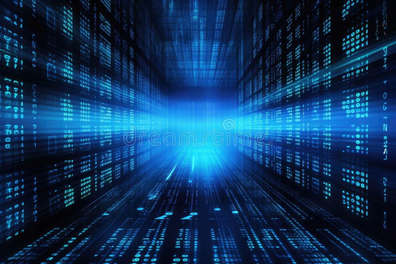 3d Rendering Server Room with Neon Lights. 3d Illustration Stock Illustration - Illustration of ...