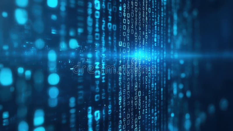 Blue Matrix Digital Background with Binary Code. Big Data Concept Stock Illustration ...