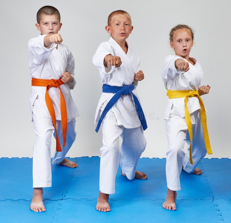 On a Blue Mats Kids are Beating Kizami-tsuki Stock Image - Image of ...