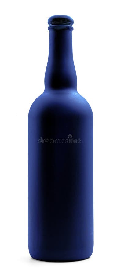 Matte Blue Wine Bottle with Label Stock Photo - Image of mock, design ...