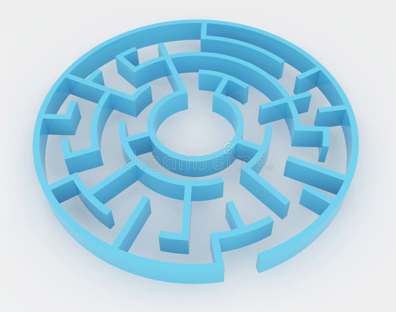 White Maze and Red Solution Line, Complex Way To Find Exit. Stock ...