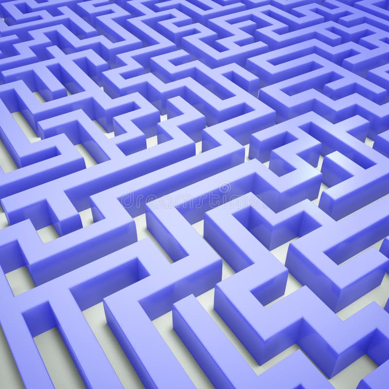 Blue maze stock illustration. Illustration of render - 32601886