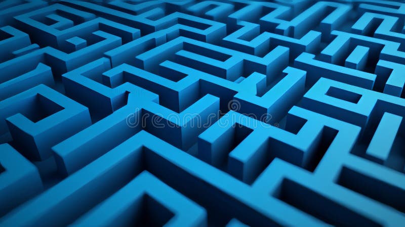 A Blue Maze Design with Intricate Details, 3D Geometric Patterns, and ...