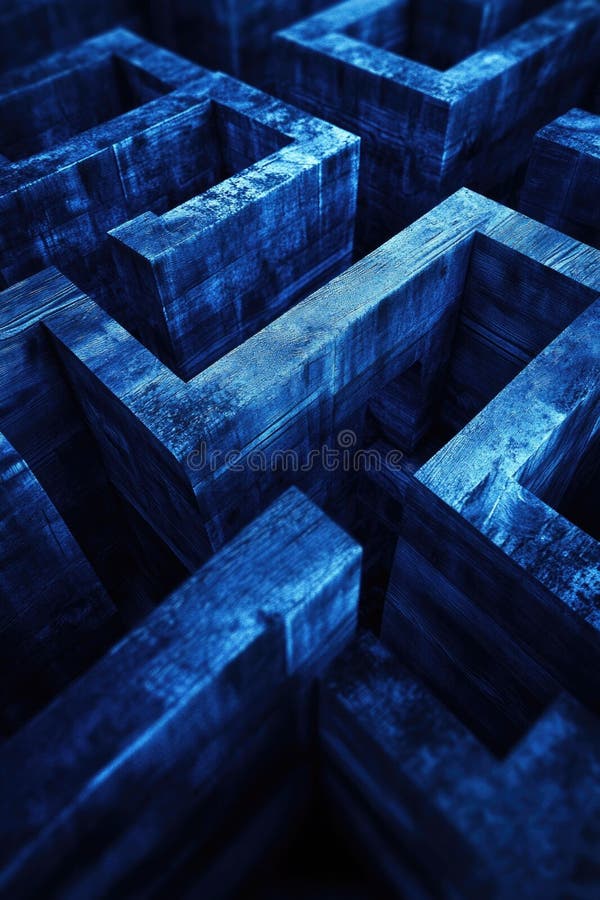 Blue Maze with Light at End Stock Image - Image of generated, blue ...