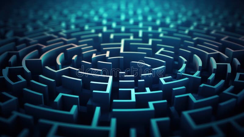 A Blue Maze with Many Different Paths, AI Stock Illustration ...