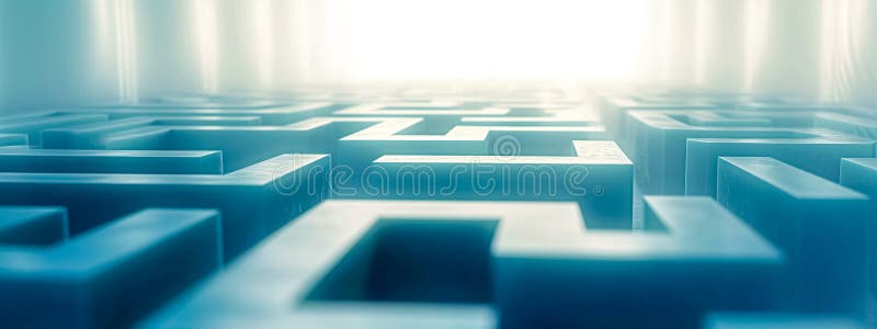 Blue Maze with a Soft Focus and Bright Light Suggesting Solution and ...