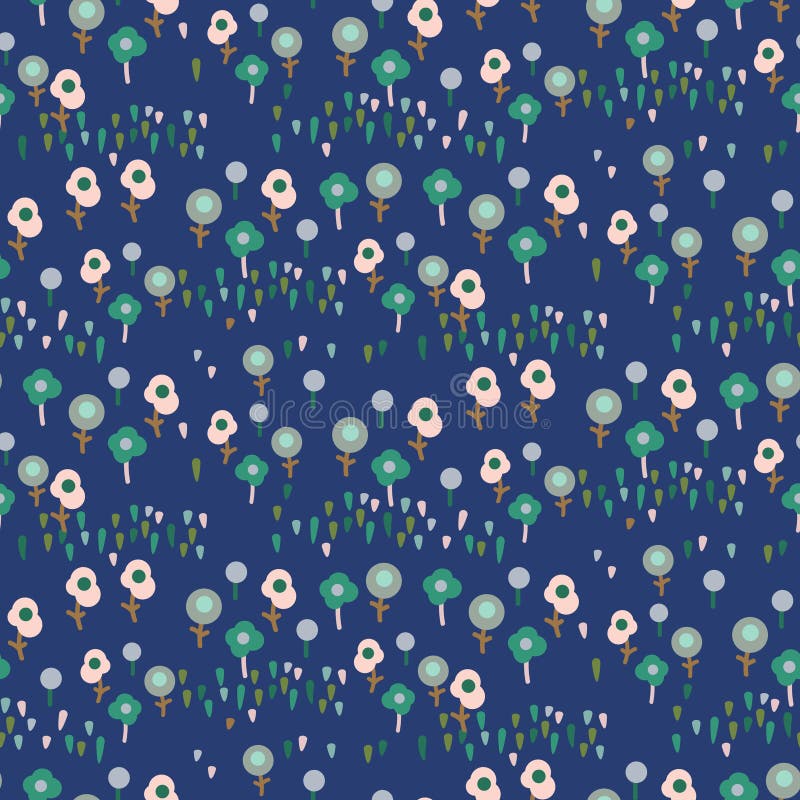 Blue Meadow Flowers Seamless Vector Pattern. Abstract Repeat Floral ...