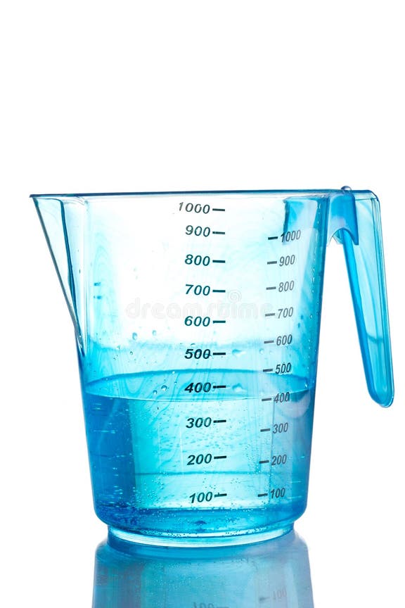 Blue Measuring Cup Filled with Water Stock Image - Image of level ...