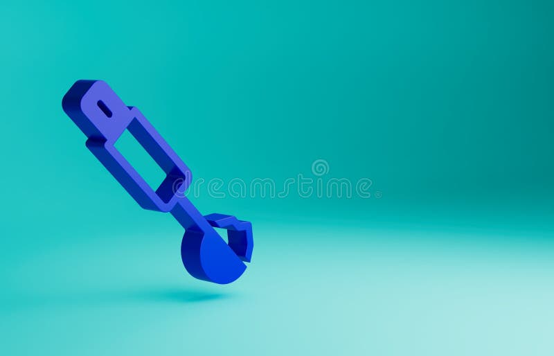 Blue Measuring Spoon Icon Isolated on Blue Background. Minimalism ...