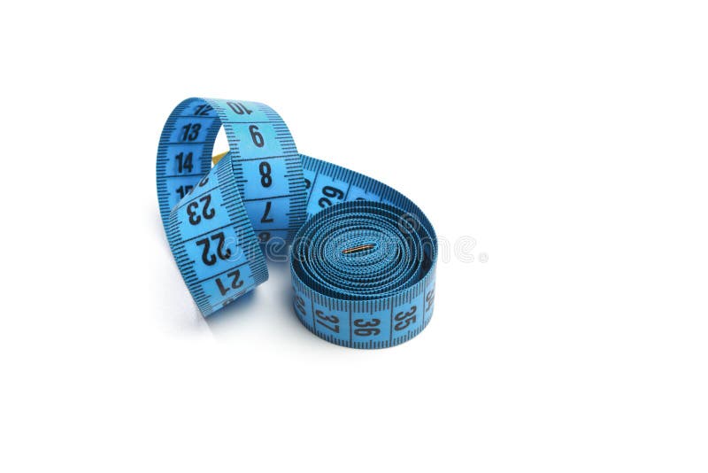 Blue Measuring Tape Isolated on White Background - Image Stock Photo ...