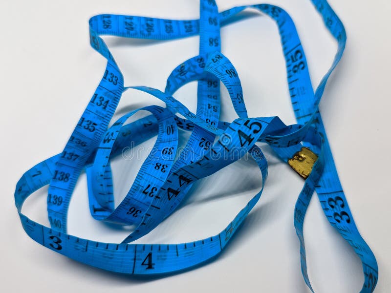 Blue Measuring Tape on a White Background Stock Image - Image of white ...