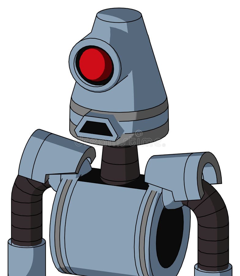 Blue Mech with Cone Head and Sad Mouth and Cyclops Eye Stock ...