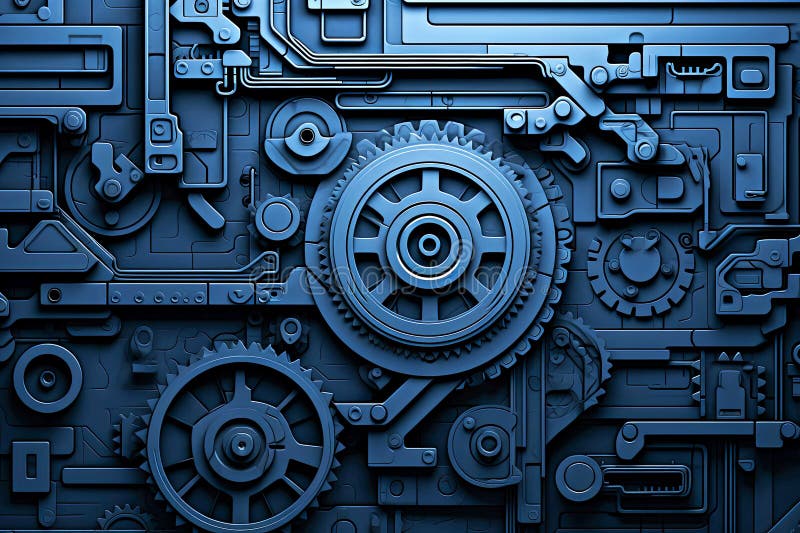 Blue Mechanical Gears and Components Stock Image - Image of engineering ...