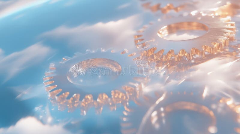 Blue Mechanical Gears Interlocked on a Smooth Surface Stock Photo ...