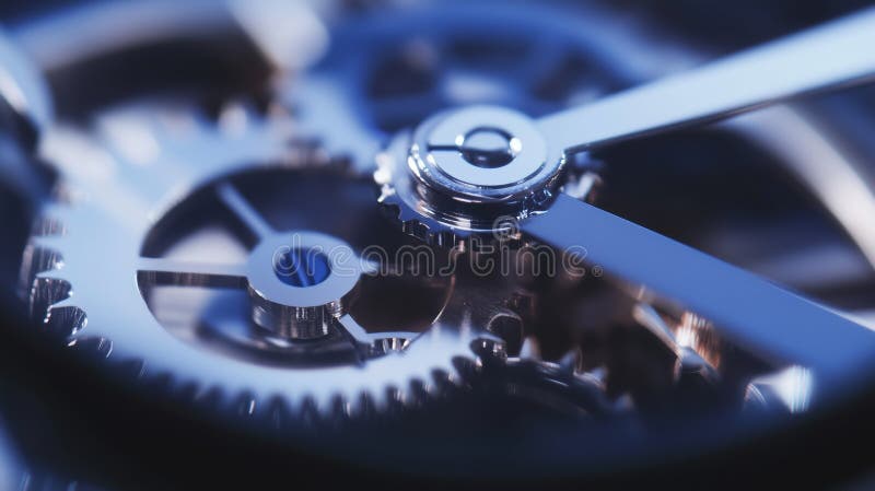 Blue Mechanical Gears Interlocked on a Smooth Surface Stock Image ...