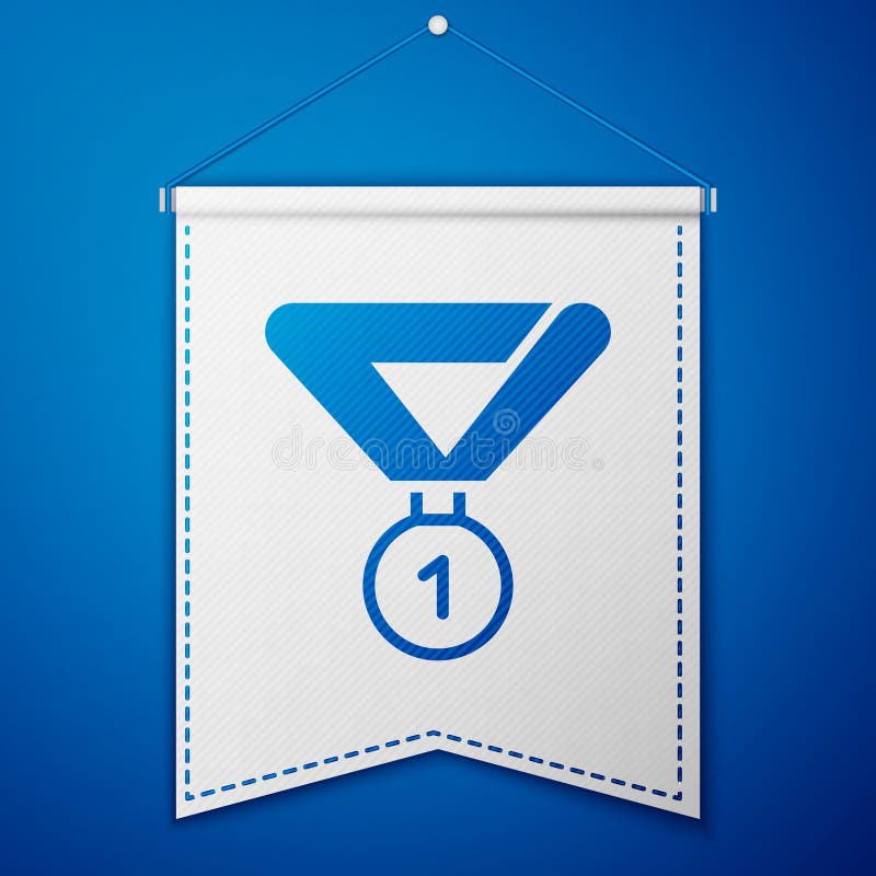 Blue Medal Icon Isolated on Blue Background. Winner Symbol. White ...