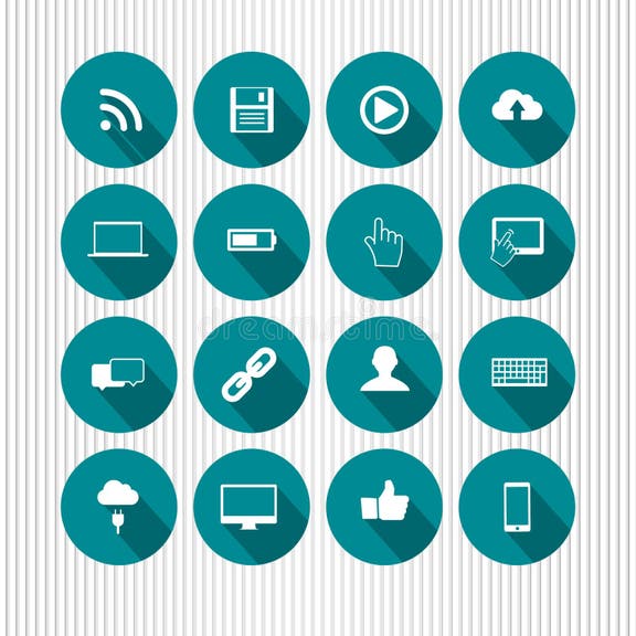 Blue media icons stock vector. Illustration of battery - 37790446