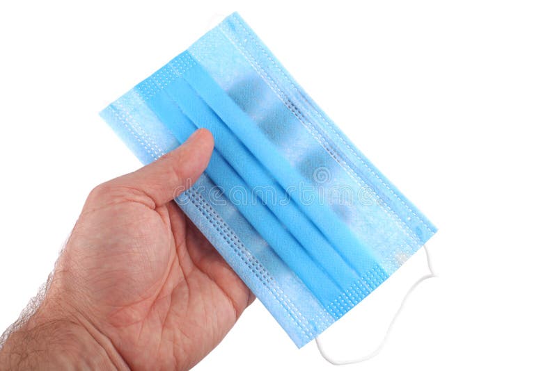 Blue Medical Disposable Face Mask on White Isolated Background ...