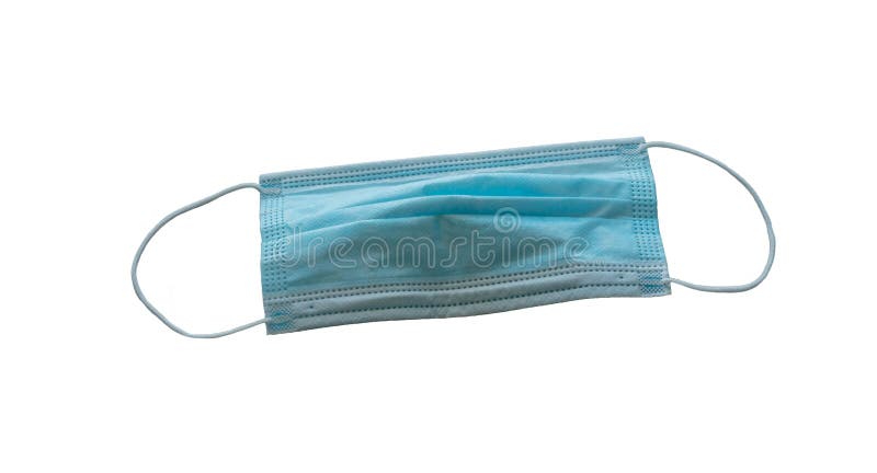 Blue Medical Face Masks Isolated on White Stock Photo - Image of ...