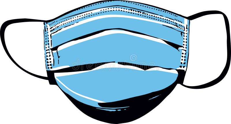 Blue Medical Face Masks Isolated on White Stock Vector - Illustration ...