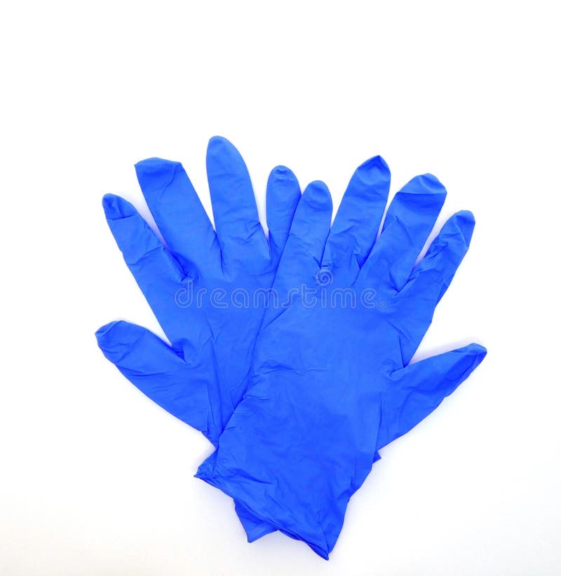 Blue Medical Gloves on White Background Stock Photo - Image of ...