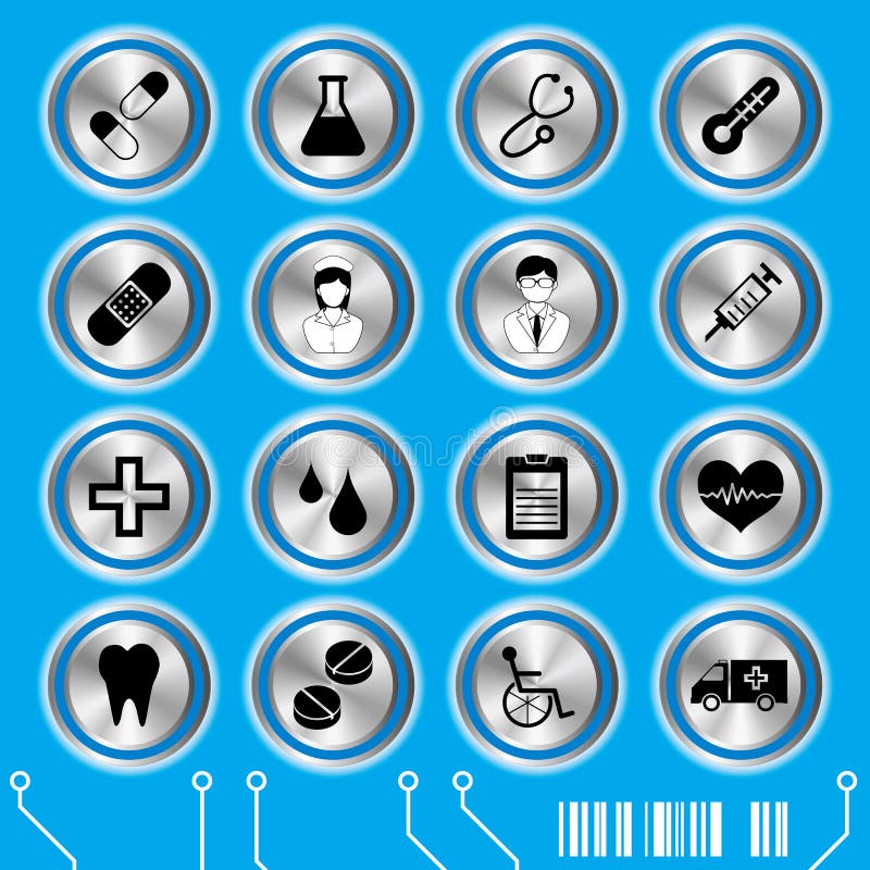 Blue medical icons set stock vector. Illustration of capsule - 17144886