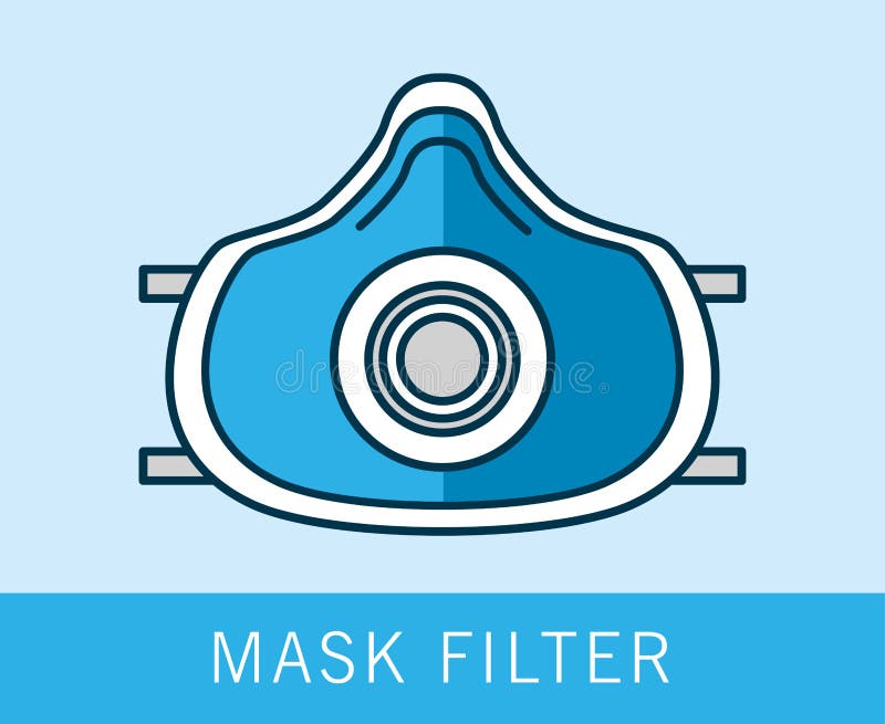 Blue Medical Mask Protection with Filter Stock Vector - Illustration of ...