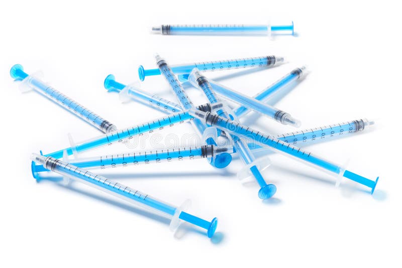 Blue medical Syringe stock photo. Image of syringes, single - 60889592