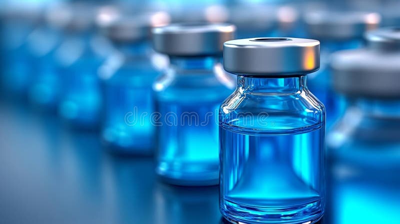 Blue Medical Vials in Sterile Laboratory Environment Stock Illustration ...